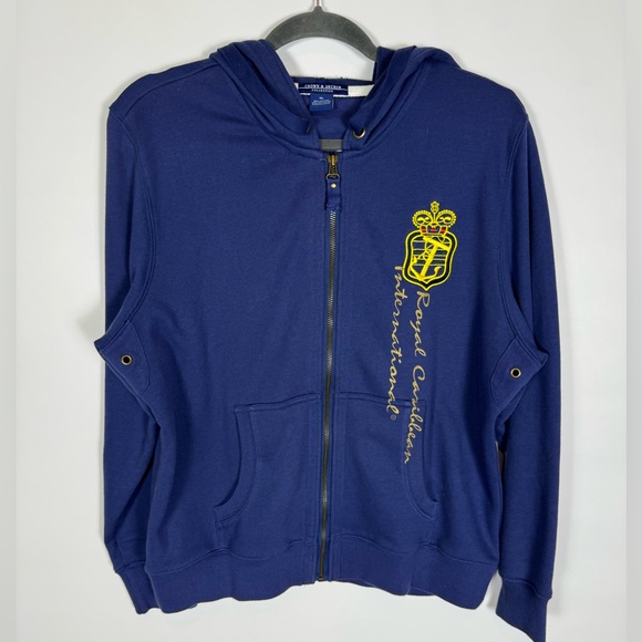 Jackets & Coats | Vintage Crown Anchor Jacket Blue Embroidered Royal ...